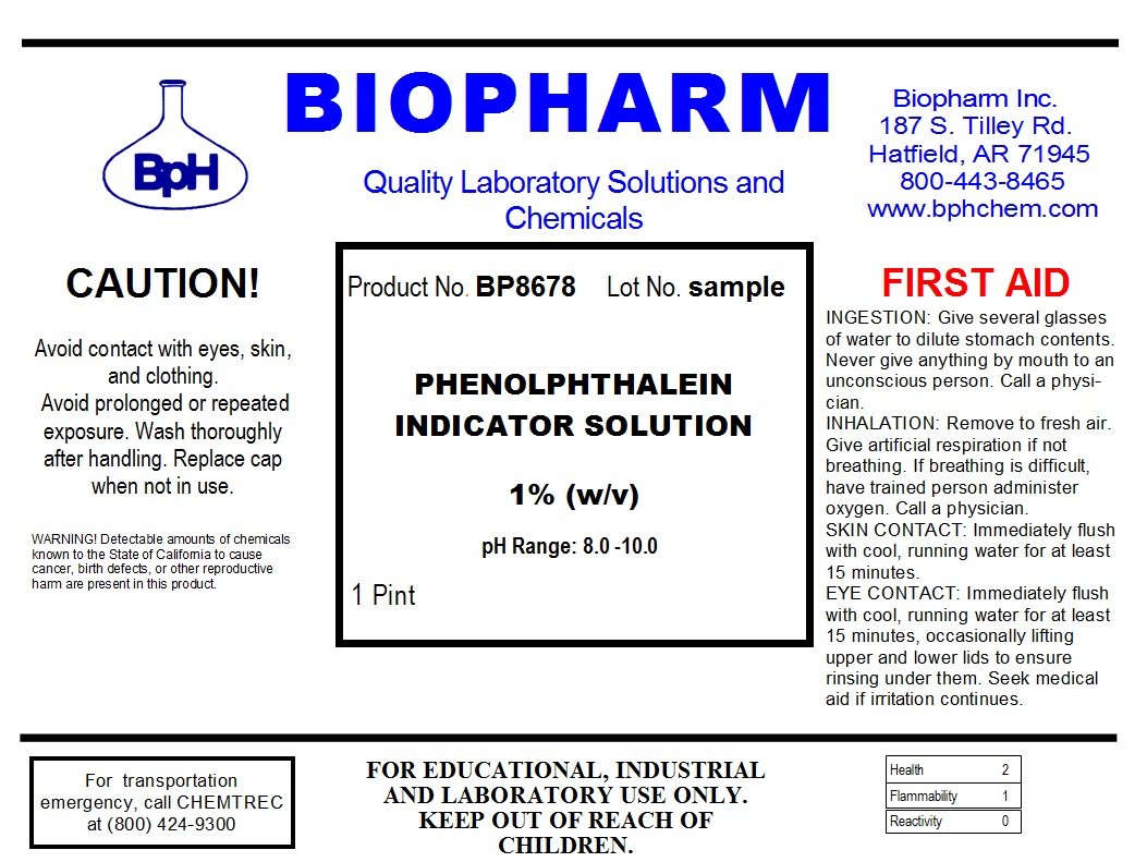 Phenolphthalein pH Indicator 1% Solution — Two 500 mL (1.06 Pint) Bottles Plus 1 Dropper Bottle containing 50 ml of Solution