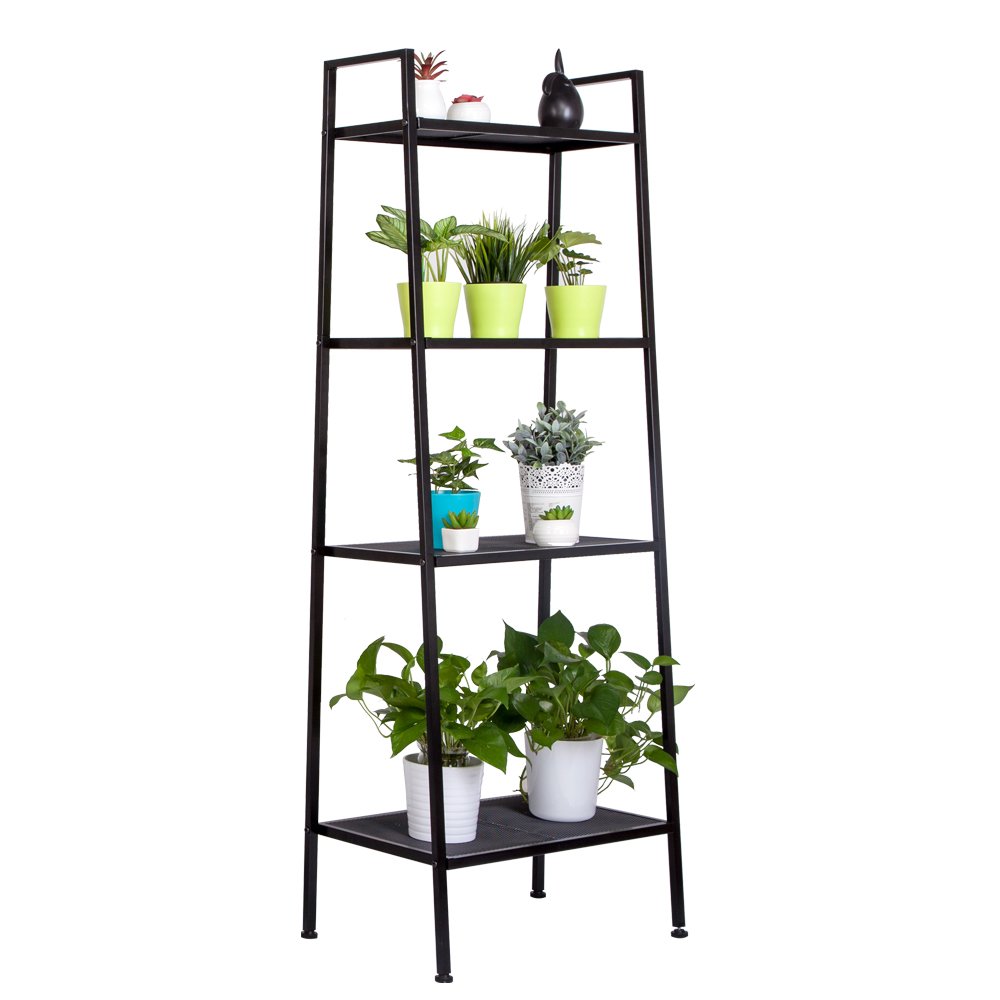 Goujxcy Book Ladder Shelf,4-Tier Ladder Shelf Bookcase Leaning Home Office Free Standing Wooden Frame Decor Bookshelf Storage Flower Shelf Display Shelf