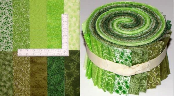 FlashPhoenix Quality Sewing Fabric – Garden Green Tree Olive Jelly Roll Precut Cotton Fabric 20 Strips 2.5" x 44"