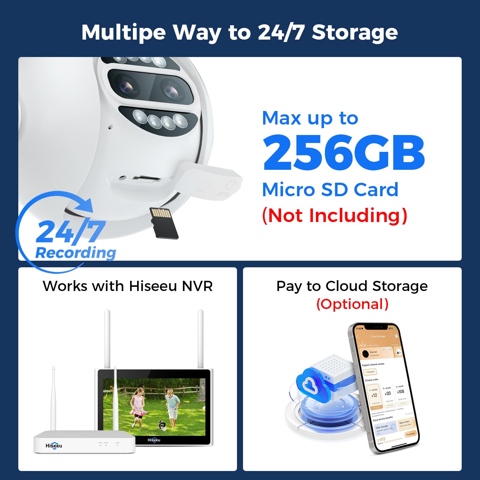 Hiseeu 4MP Security Camera,10X Zoom Dual-Lens Security Wireless Camera, 2 Ways Audio/ IP65 Waterproof,PTZ Outdoor Surveillance Camera Compatible with Alexa/Wireless Cameras System