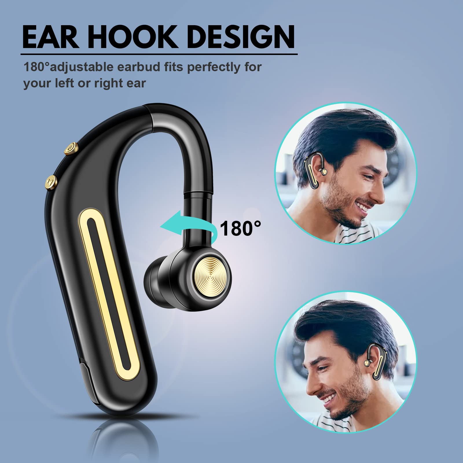 JAKPAK Bluetooth Earpiece for iPhone 13 Pro Max, Bluetooth Headset V5.1 Wireless Headset with Mic, 35 Hrs Driving Headset 2600 Hrs Standby Time in-Ear Headphones for iPhone 13 Samsung S22 Ultra S21