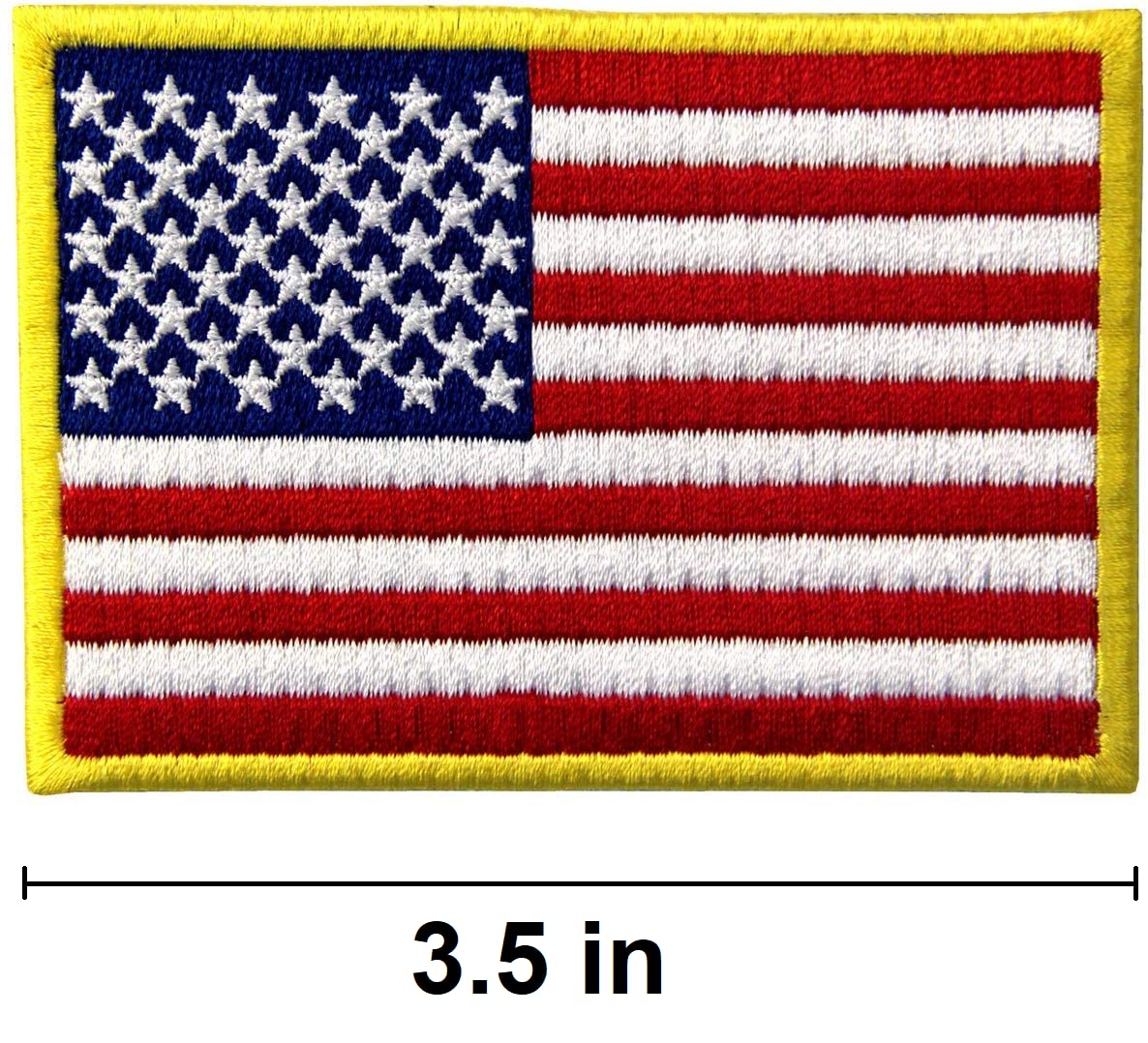 PatchClub American Flag Patch Premium Embroidered, 3.5in - Gold Border - US Flag Patch, United States of America Military Uniform Iron On/Sew On