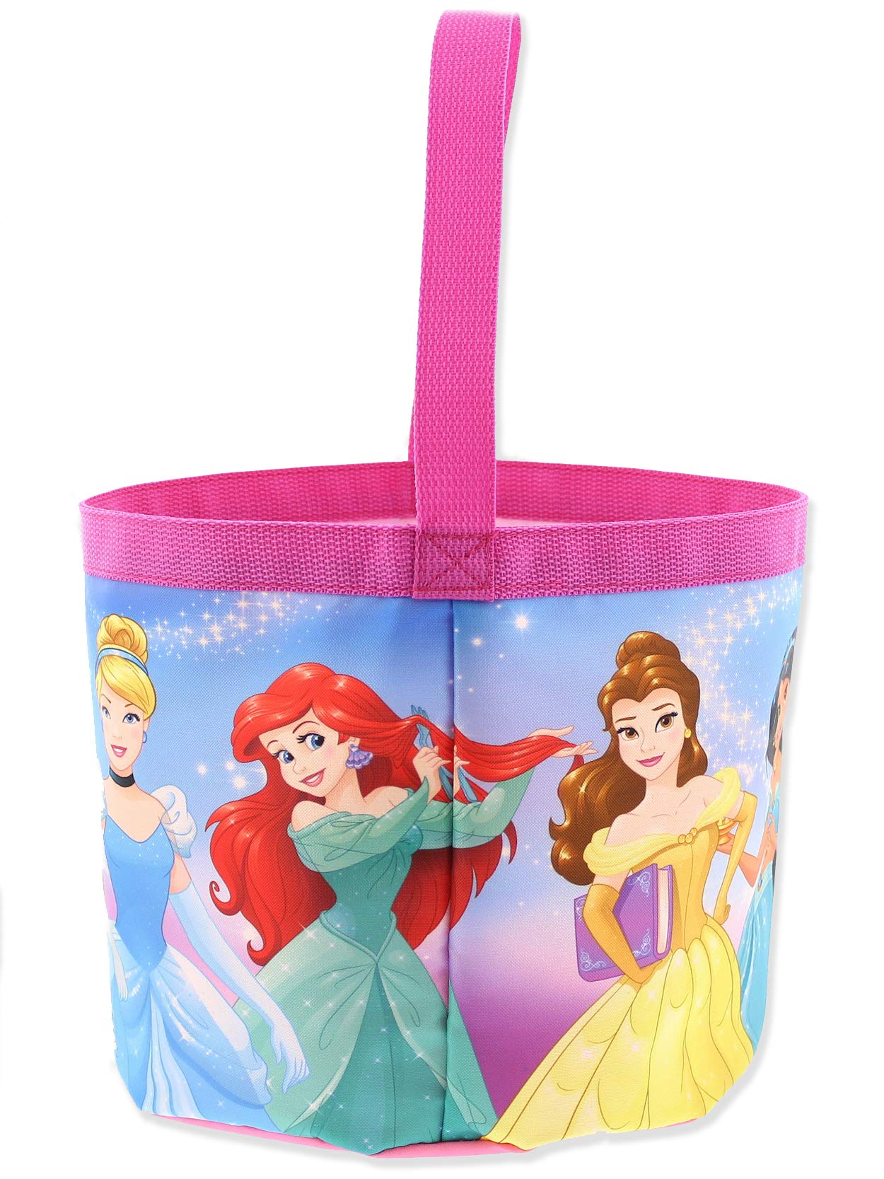 Disney Princess Girls Collapsible Nylon Gift Basket Bucket Tote Bag (One Size, Pink)