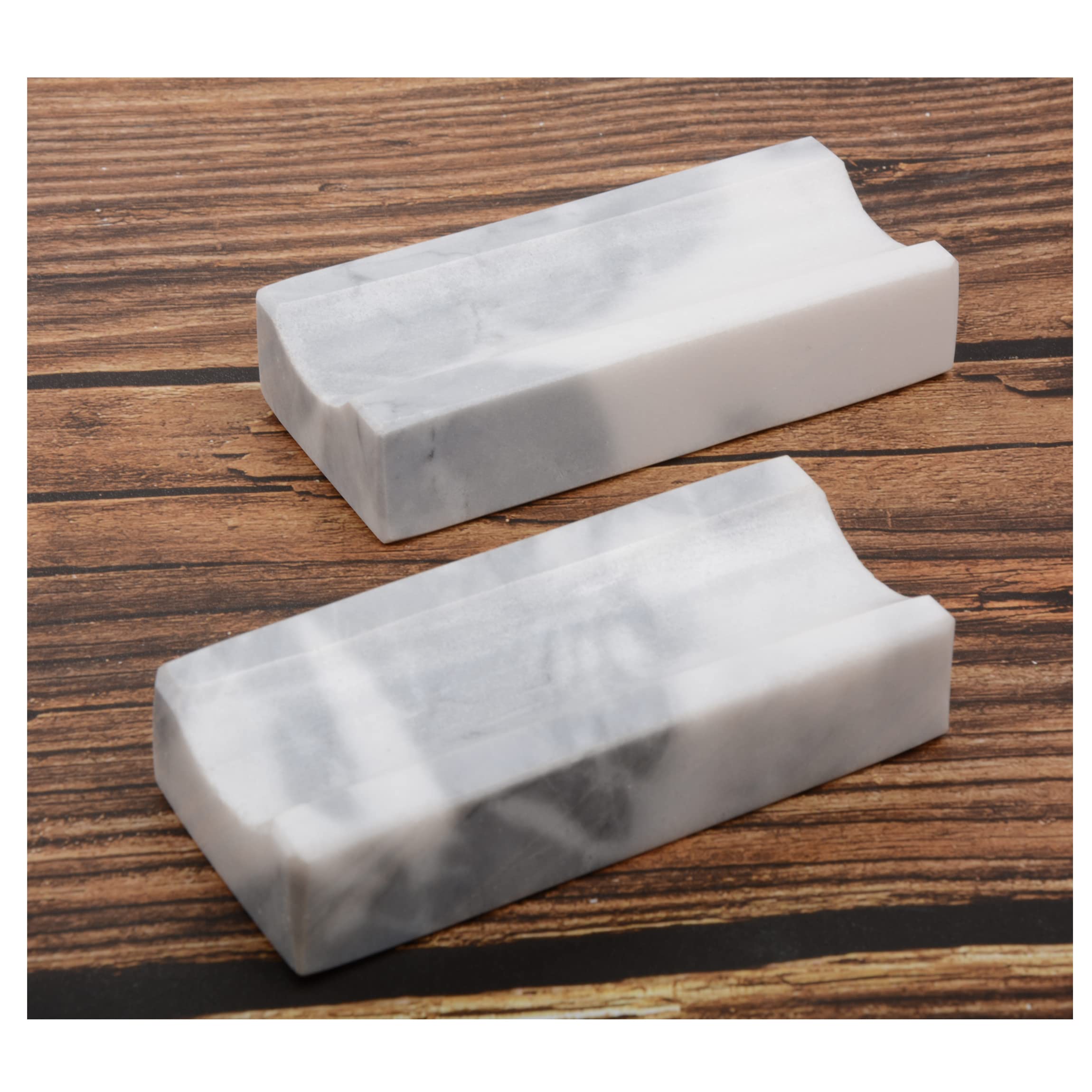 Marble Rolling Pin Holder,Rolling Pin Display Rack,Suitable for Storing Rolling Pin,Pizza Roller,Spoon,Knive,Fork and Other Kitchen Utensils,Set of 2(White Grey)