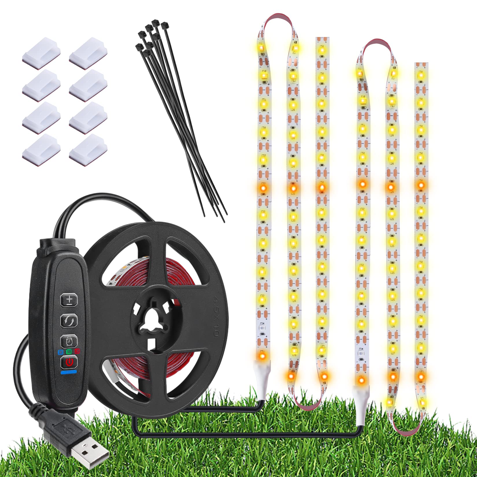 Grow Light Strip waterproof Grow Lights for Indoor Plants Full Spectrum plant grow lights indoor with Auto ON/Off Timer White Red 120 LEDs Sunlike Grow Lamp for plant light for indoor plants (6.56FT)