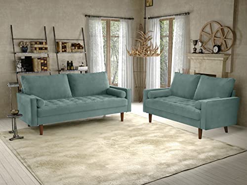 Meeyar Couches for Living Room 58'' Small Couch for Small Spaces Loveseat Small Couch for Bedroom Comfy Sofas for Living Room,Office,and Apartment,Aqua