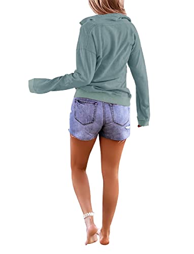 PGANDS Women's Casual Long Sleeve Half Zip Up Sweatshirt Hoodies Lapel Plain Stylish Loose Pullover Tops for Leggings
