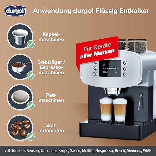 Durgol Swiss Espresso, Descaler and Decalcifier for All Brands of Espresso Machines and Coffee Makers, 4.2 Fluid Ounces (Pack of 2)