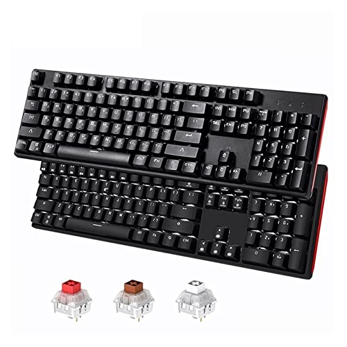 MARVOI Mechanical Keyboard Hot Swap Switch Mechanical Keyboard 104 Keys RU/US Waterproof Wired Gaming Keyboard (Size : Brown Switch, Color : RU-White)
