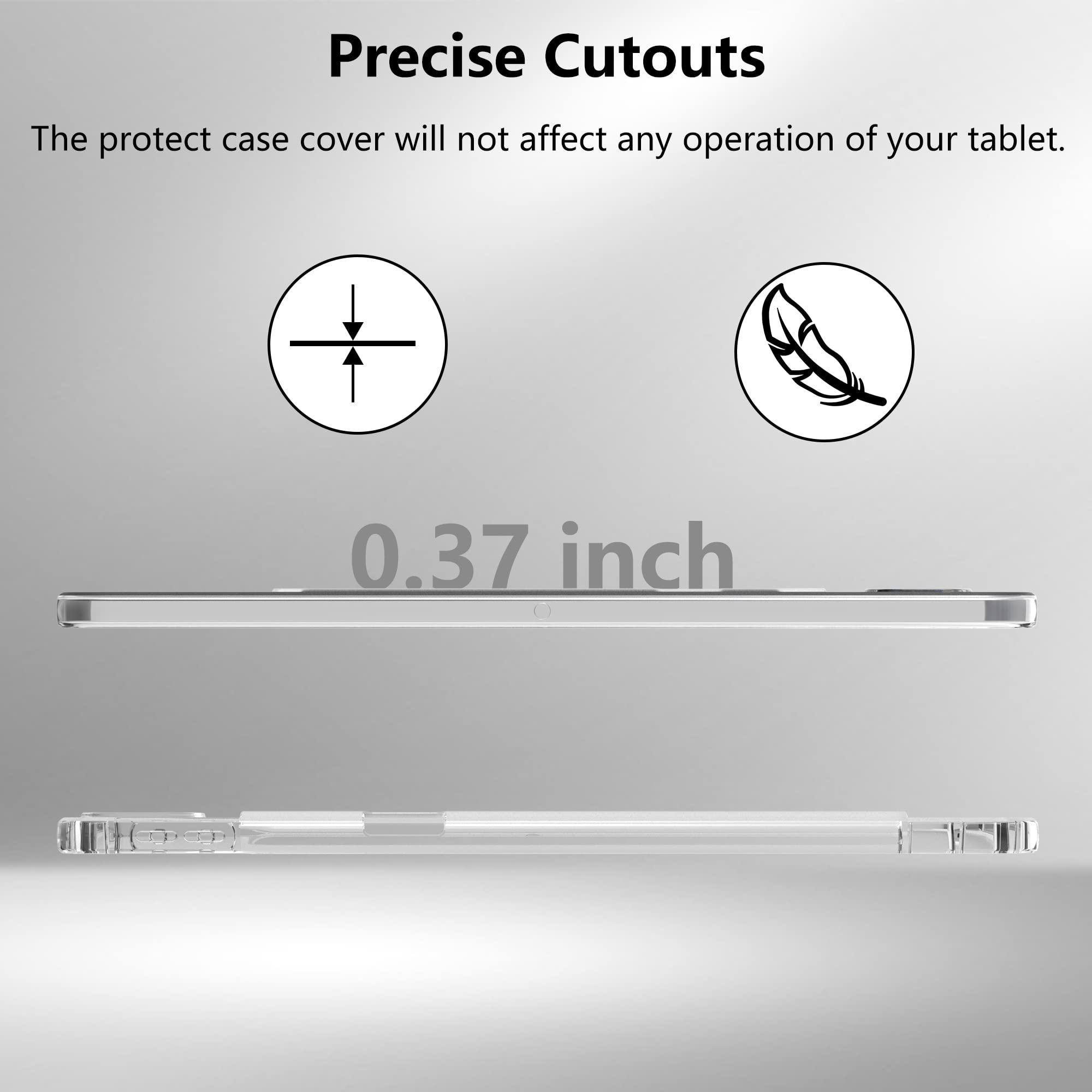 Meruns Compatible with iPad Pro 12.9 Generation (2022)/iPad Pro 12.9 Generation (2021) Case, Supports Pencil, Unique frosted transparent rear shell, Clear.