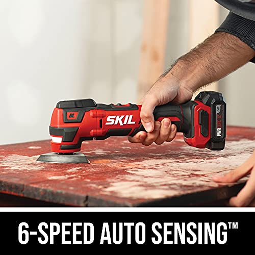 SKIL PWR CORE 12 Brushless 6-Tool Combo Kit, Included 4.0Ah Lithium Battery, 2.0Ah Lithium Battery and PWRJump Charger - CB7434-21