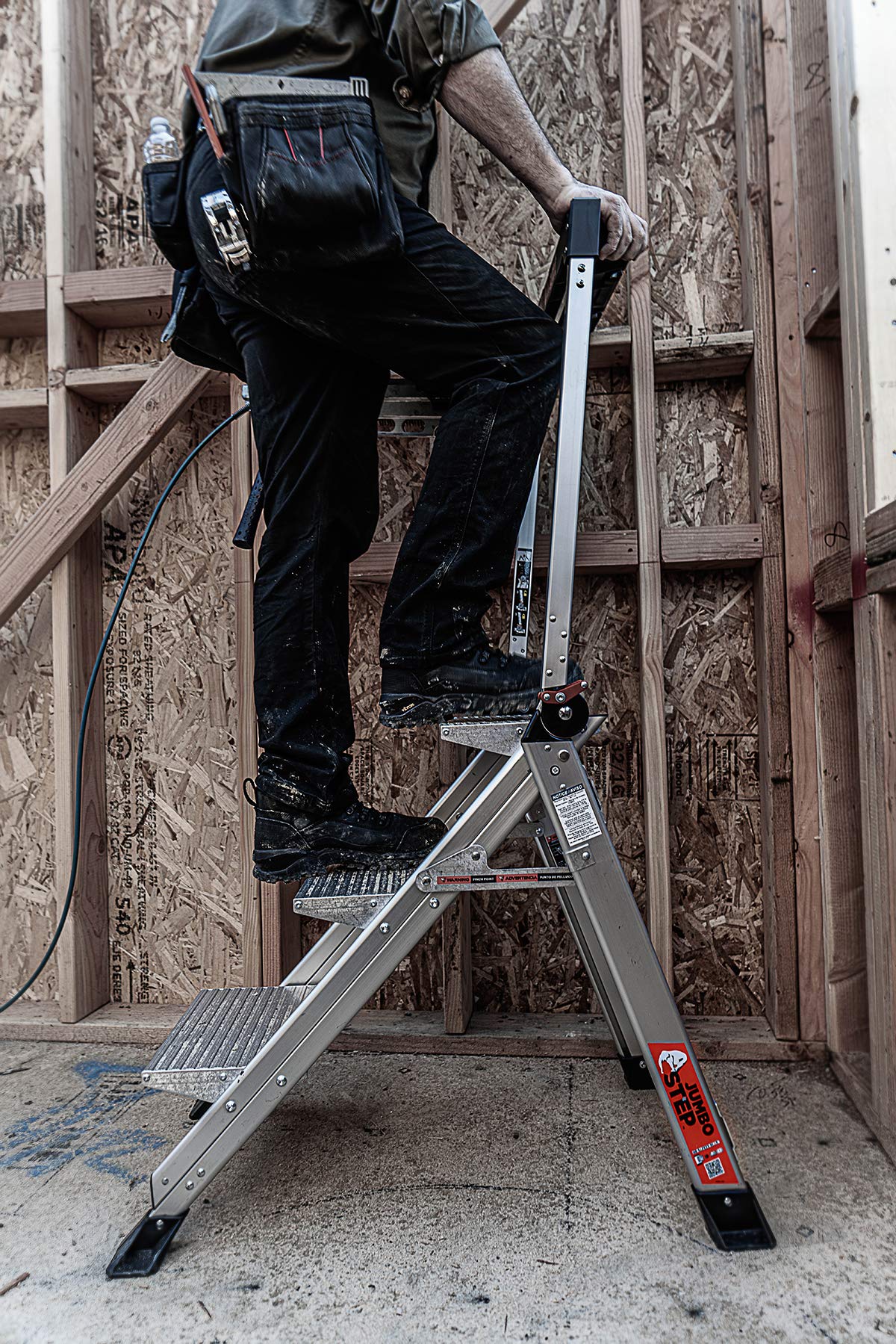 Little Giant Ladder Systems, Jumbo Step, 3-Step, 2 Foot, Step Stool, Aluminum, Type 1AA, 375 lbs Weight Rating, (11903), Gray