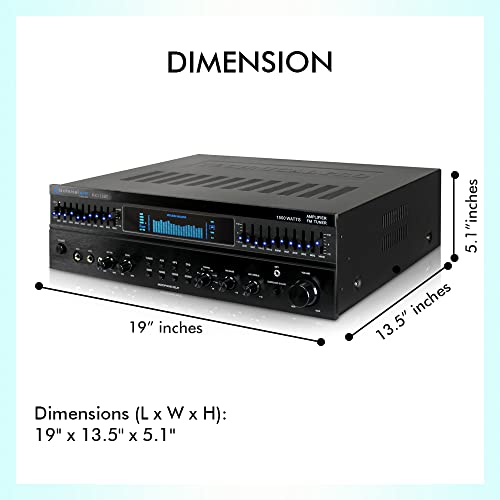 Technical Pro Professional 1500 watts Power Bluetooth Receiver with Built-in Equalizer, 5.1 Channel Home Theater, Dual Mic Inputs, 5 Band EQ & FM Radio