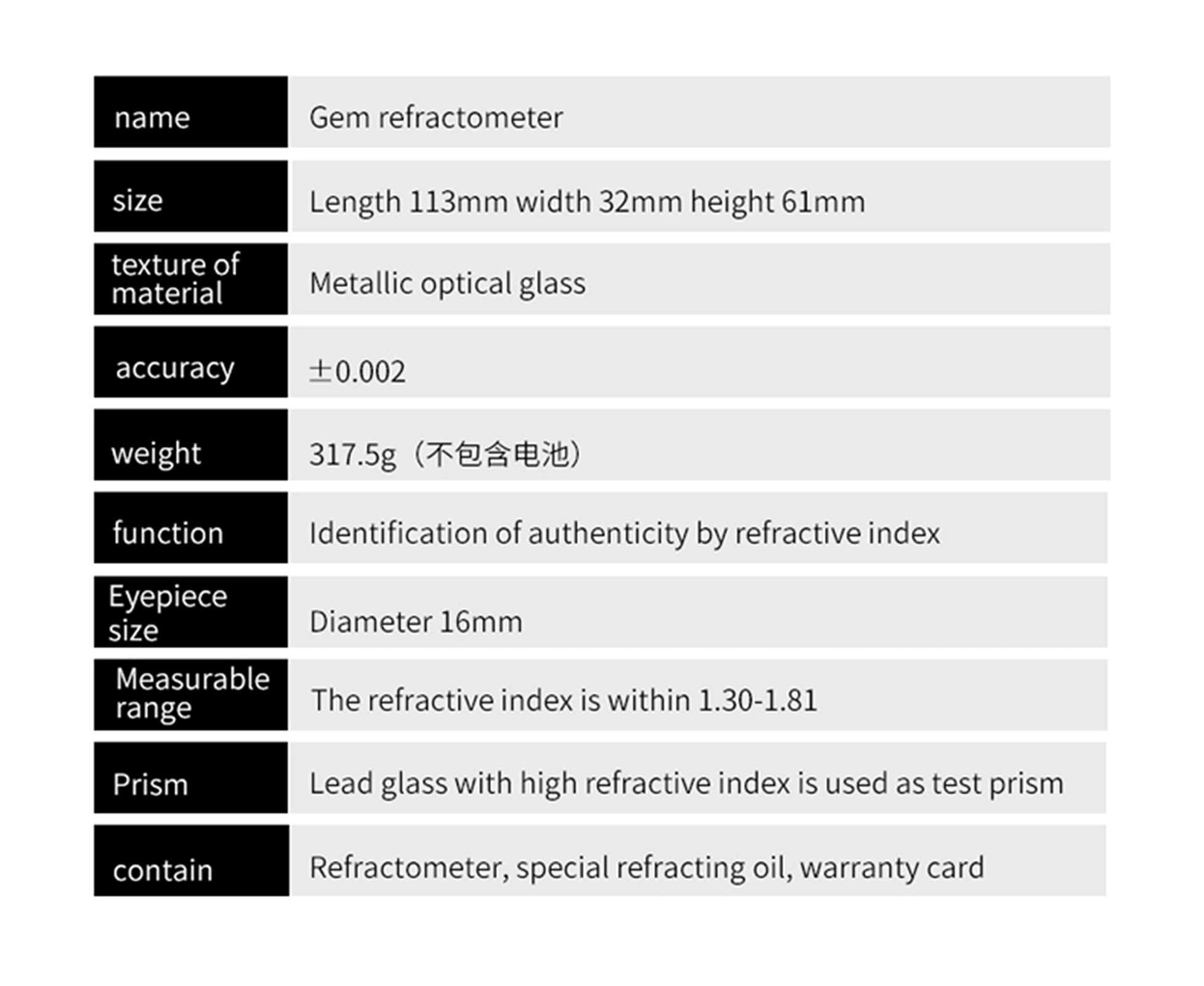 Refractometer Gem Refractometer，with Refraction Oil Jewelry Identification Instrument Distinguish Tools Jade Stone Refractive Index Easy to Focus and Calibrate