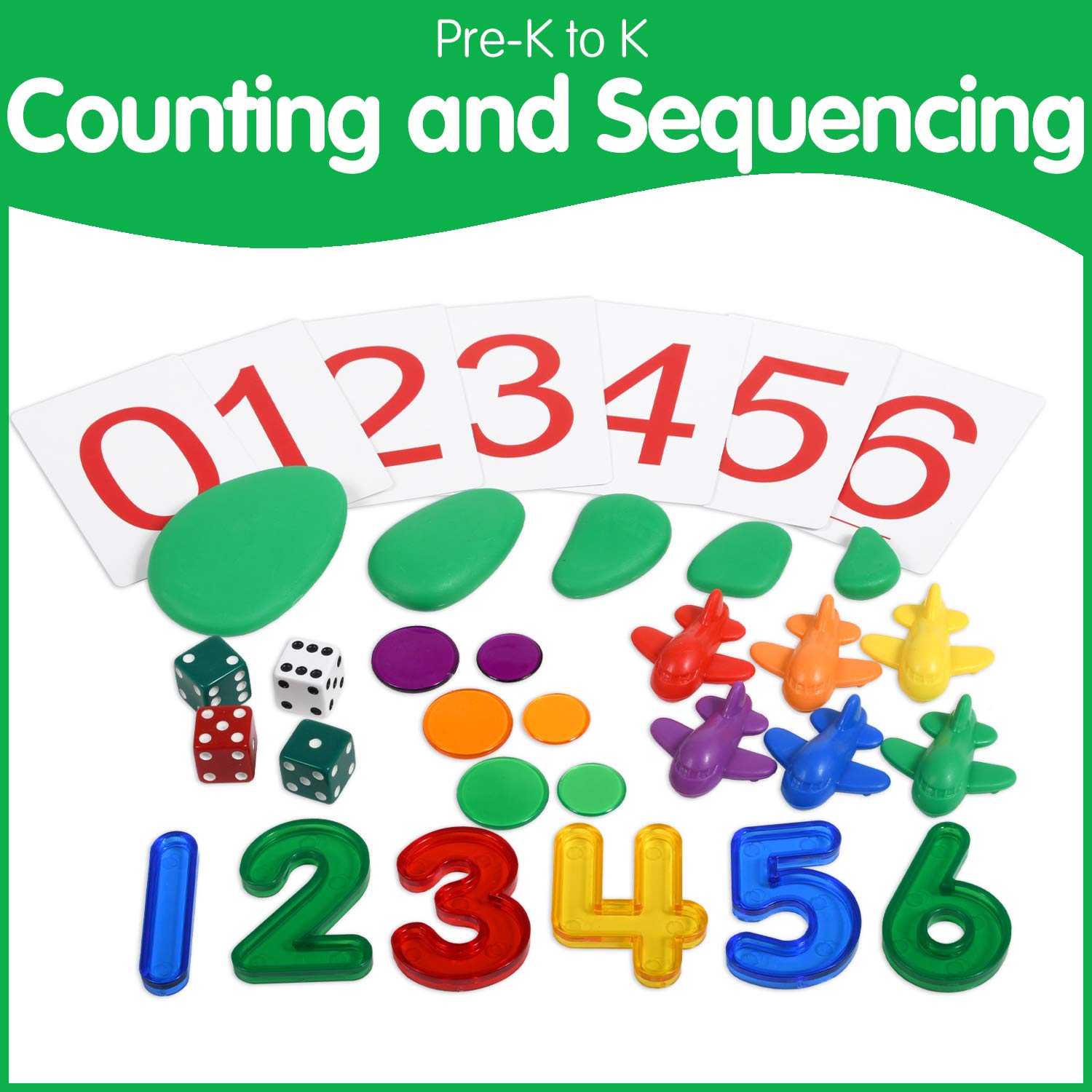 edxeducation Classroom Math Kit - For Grades Pre-K and Kindergarten - Teach Early Math - Includes 20 Versatile Teaching Resources and Manipulatives