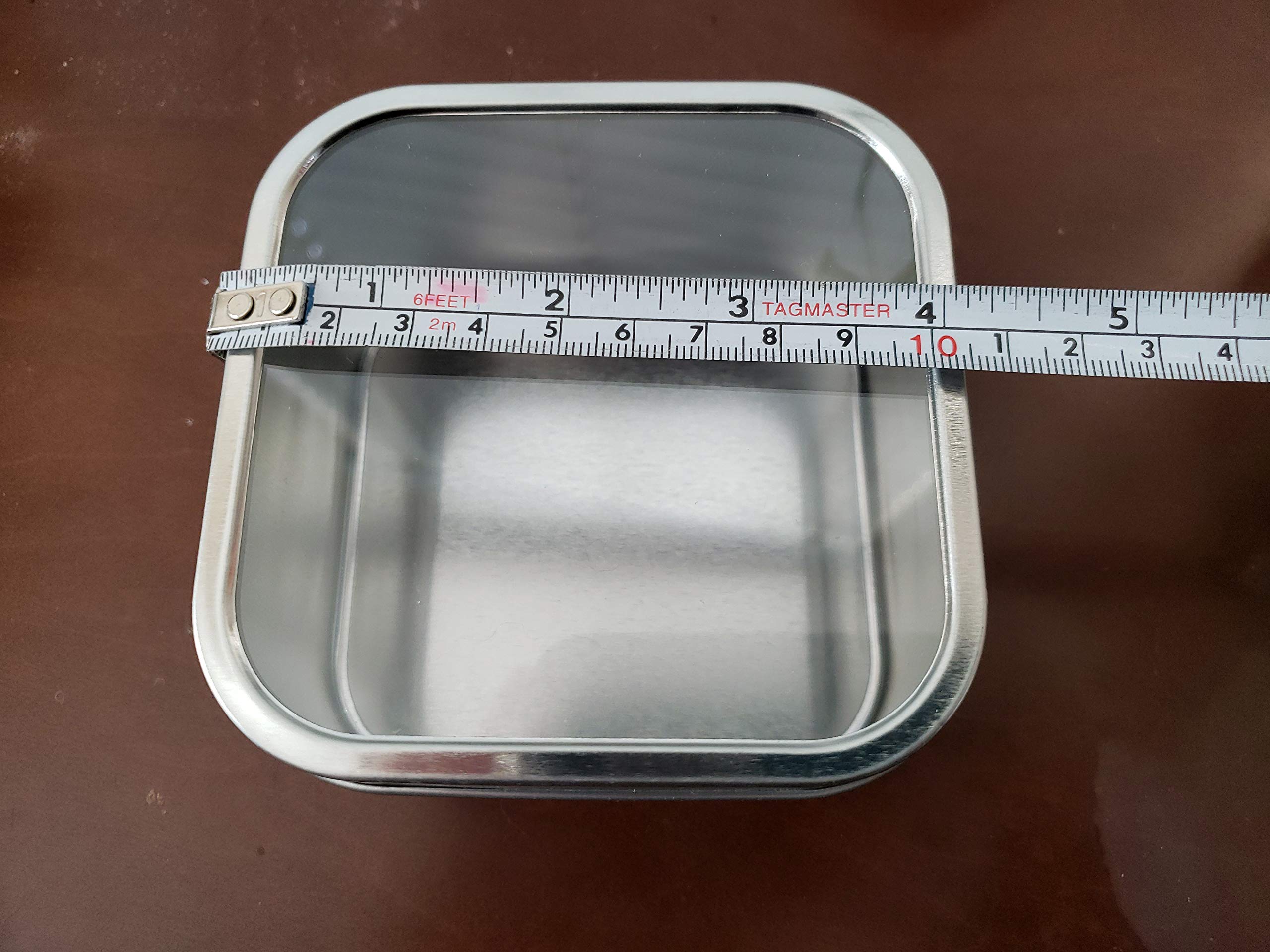 Square Metal Tin Box Storage Containers with Windowed Lids - 4x4x2.25 Inches, 16 oz. - Set of 2