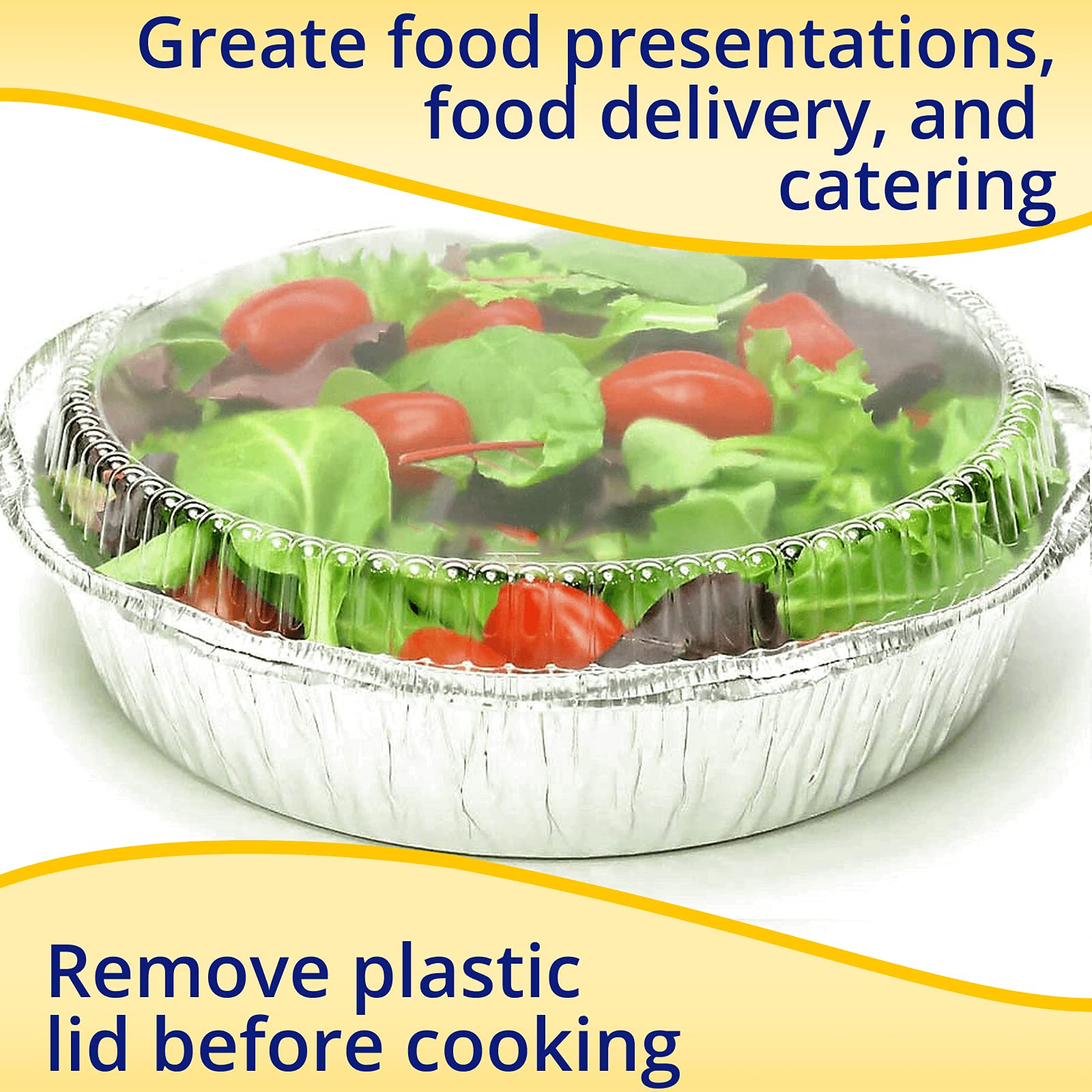 IDL Packaging 9" Round Dome Lid for Aluminum Foil Pan (Pack of 100) - Clear Plastic Lid for 9" Aluminum Container - Disposable Aluminum Pans Cover for Takeout, Serving, Freezing