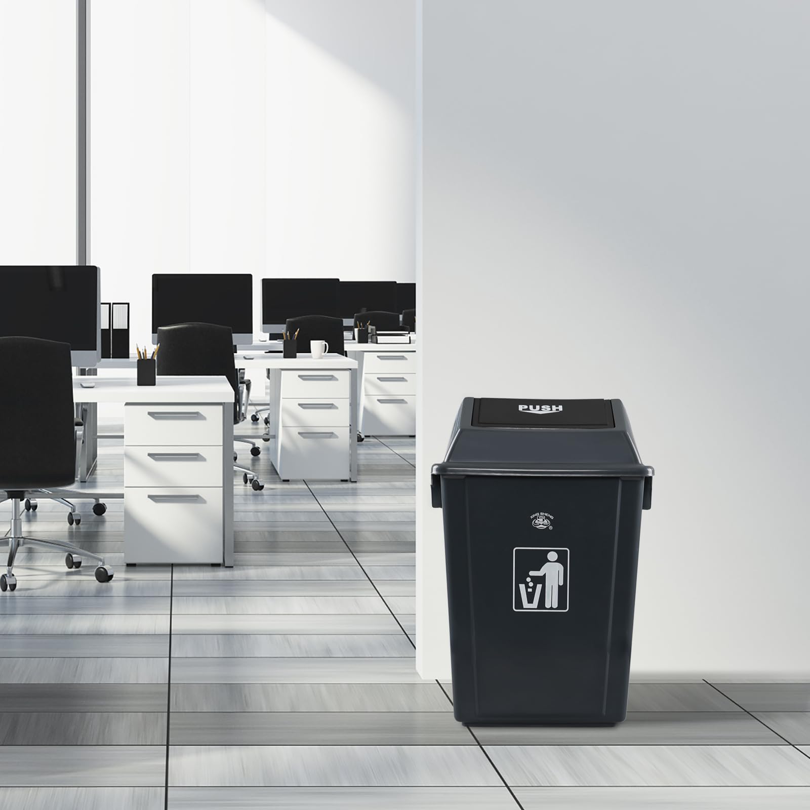 Ucake 13 Gallon Large Plastic Trash Can with Swing Lid, Kitchen Garbage Can with Lid, 4 Packs