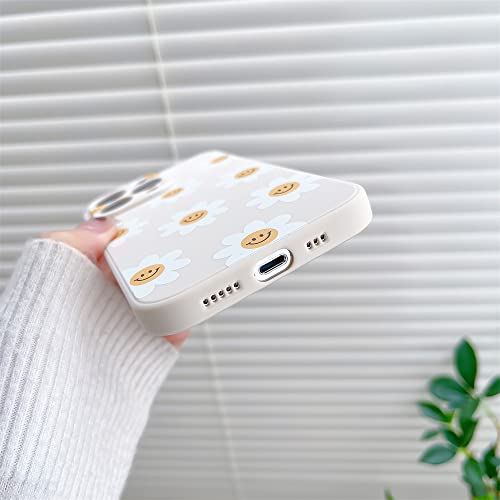 White Sunflower Cute Flower Phone Case for Apple iPhone 13 Pro 6.1 inch Smooth Silicone Soft Cover for iPhone 13Pro 6.1"