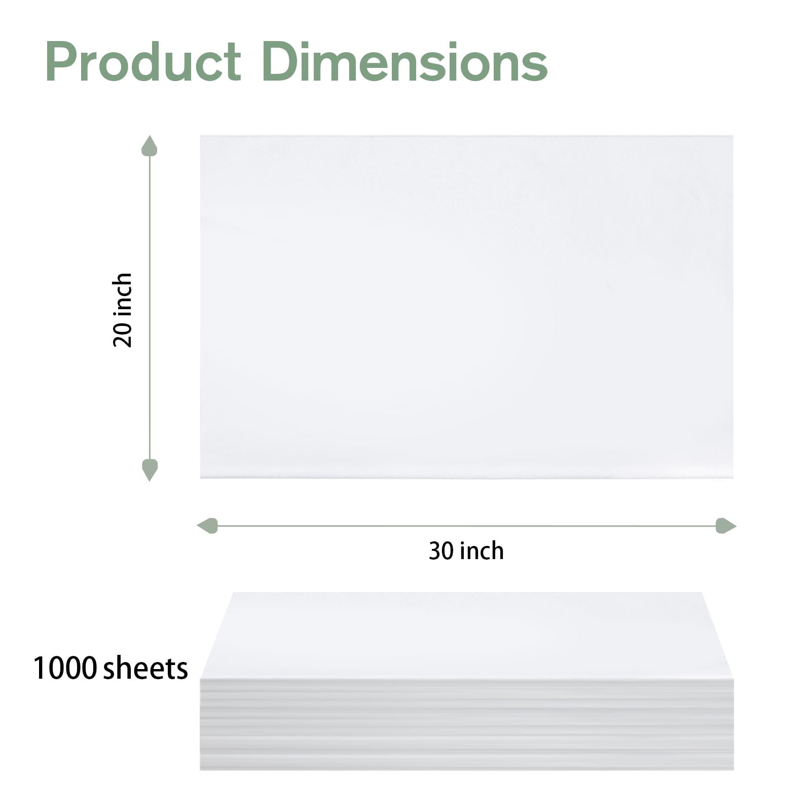 Simetufy 1000 Sheets White Tissue Paper Bulk, 20" x 30" Packing Paper Sheets for Moving, Gift Wrapping Tissue Paper for Packaging Mother's Day Weddings Birthday Holidays Crafts Decor