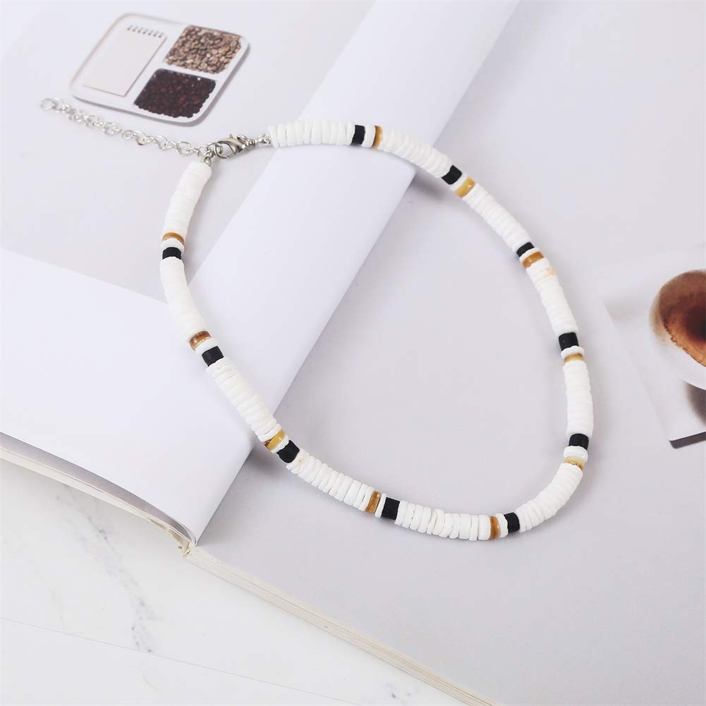 Femtindo Puka Shell Necklace Chip Beaded Necklaces for Women Summer Beach Puke Shell Choker Collar for Vsco Girl