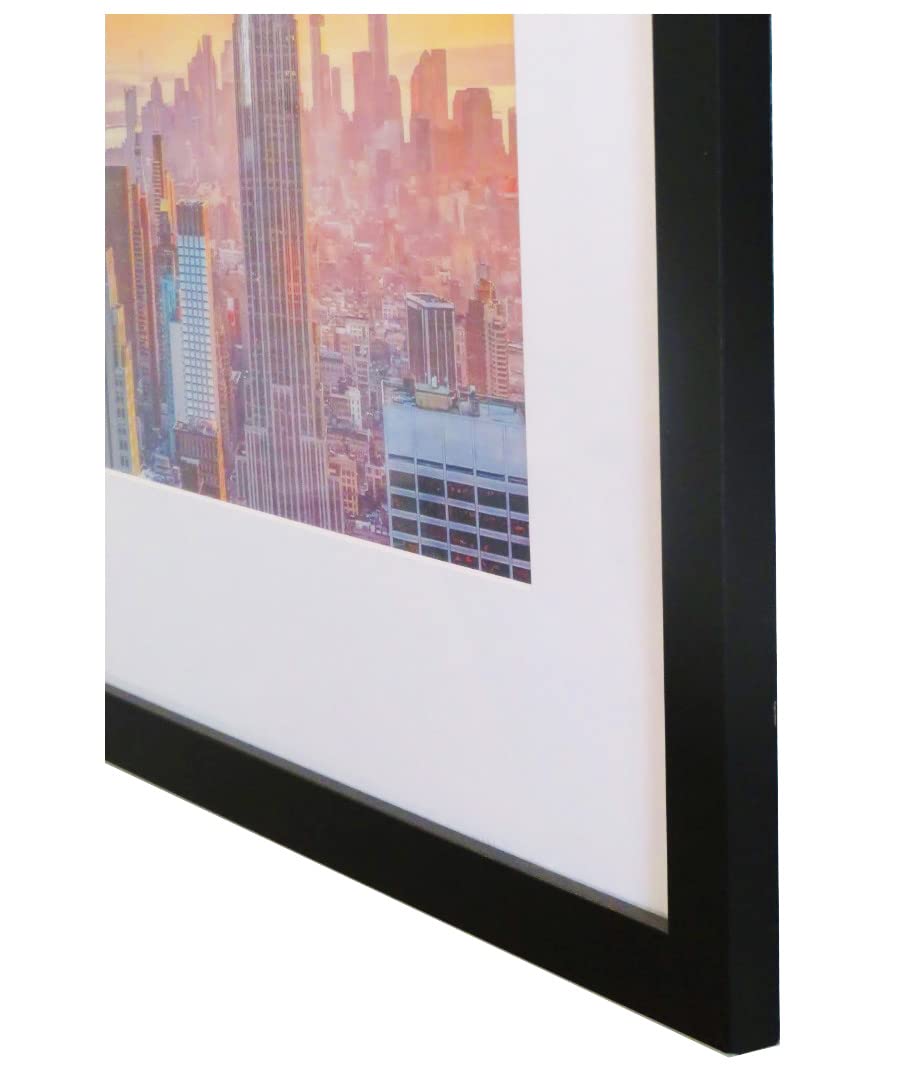 Frame Amo 18x24 Black Picture Frame, White Mat with 10.5x16.5 opening for 11x17 Image, 1 Inch Border, Acrylic Face