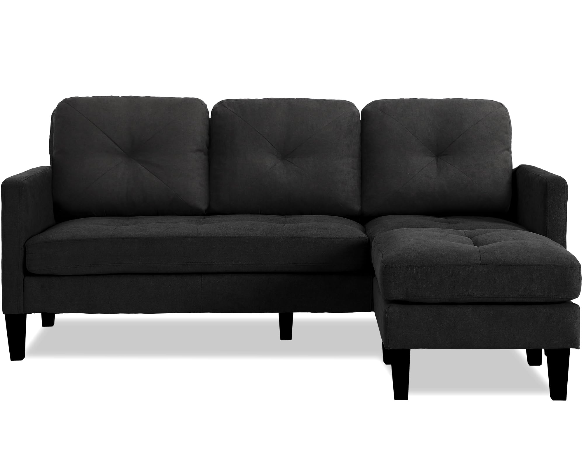 TOBYUL L-Shaped Couch with Reversible Chaise,Convertible Sectional Sofa Couch,Modular Couch Set,Living Room Furniture Sets,Couches for Living Room Apartment and Small Space (Black)