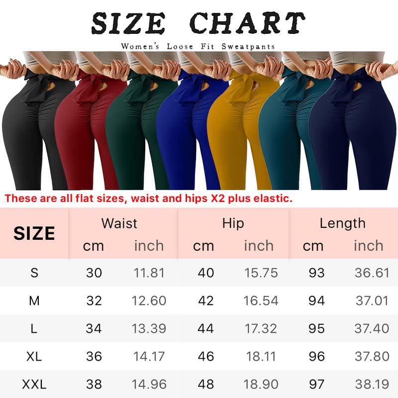 Gesaofa Womens High Waisted Yoga Pants Tummy Control Bow-Knot Tie Workout Leggings Ruched Butt Lift Stretch Sport Tights Black