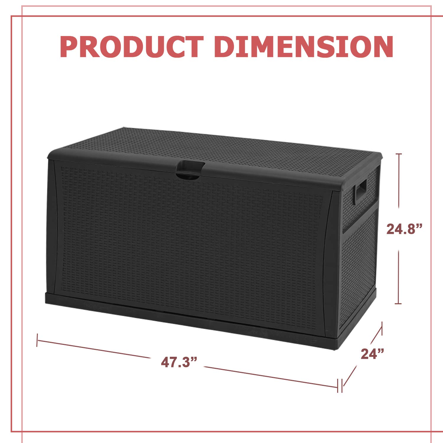Patio Deck Box, Resin Storage Box for Outdoor Patios, Garden Tools Storage, 120 Gallons (Black)
