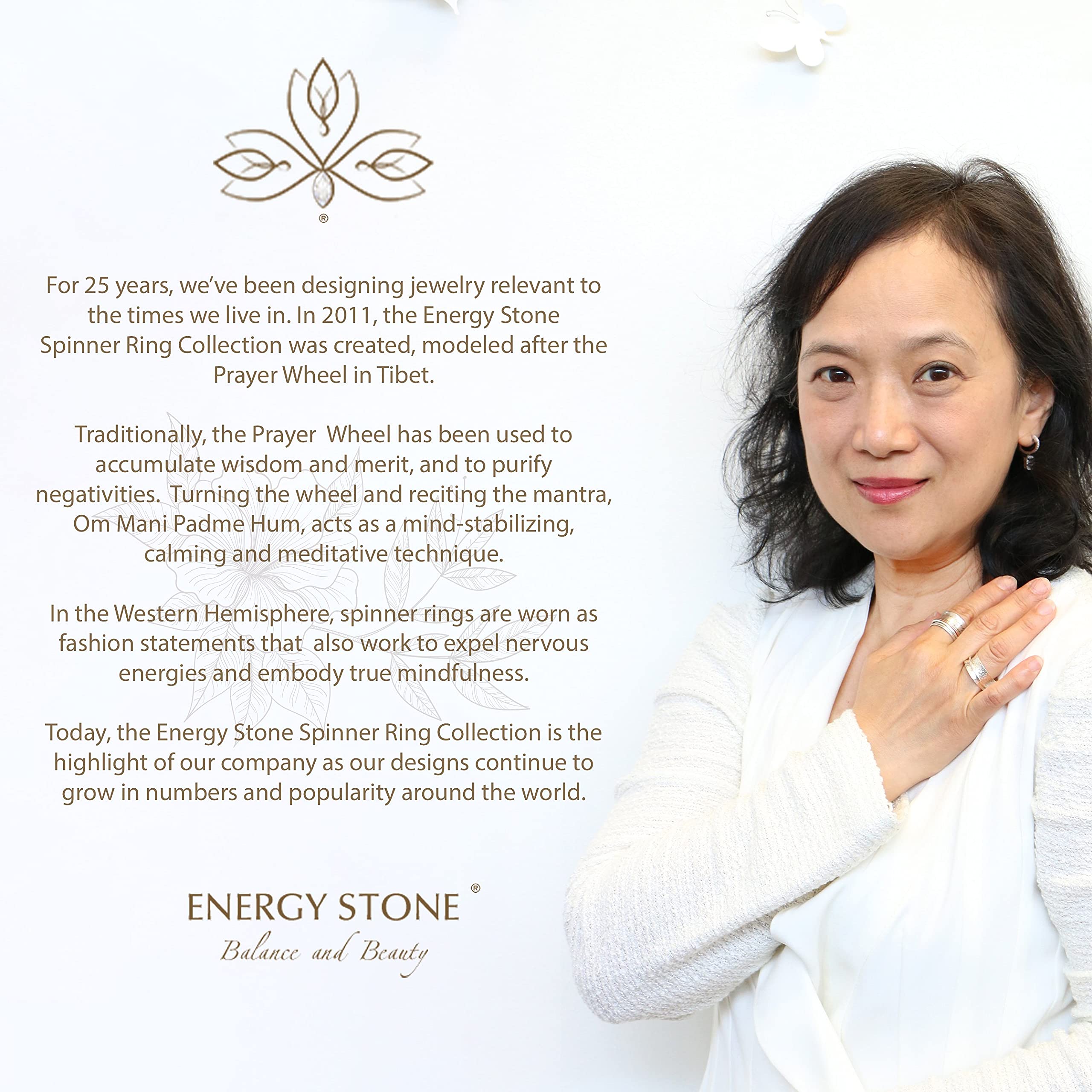 ENERGY STONE Simplicity Sterling Silver Meditation Spinner Ring (Style US63) (9.5)