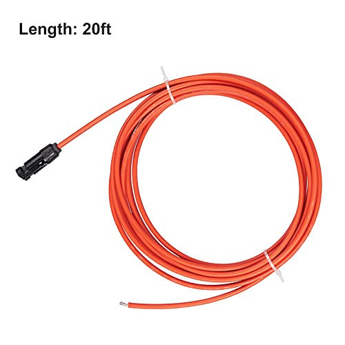 LDZZEL 12AWG 20 Ft Solar Extension Cable Wire Adapter Kit with Female and Male Connector (20FT Black and 20FT Red)