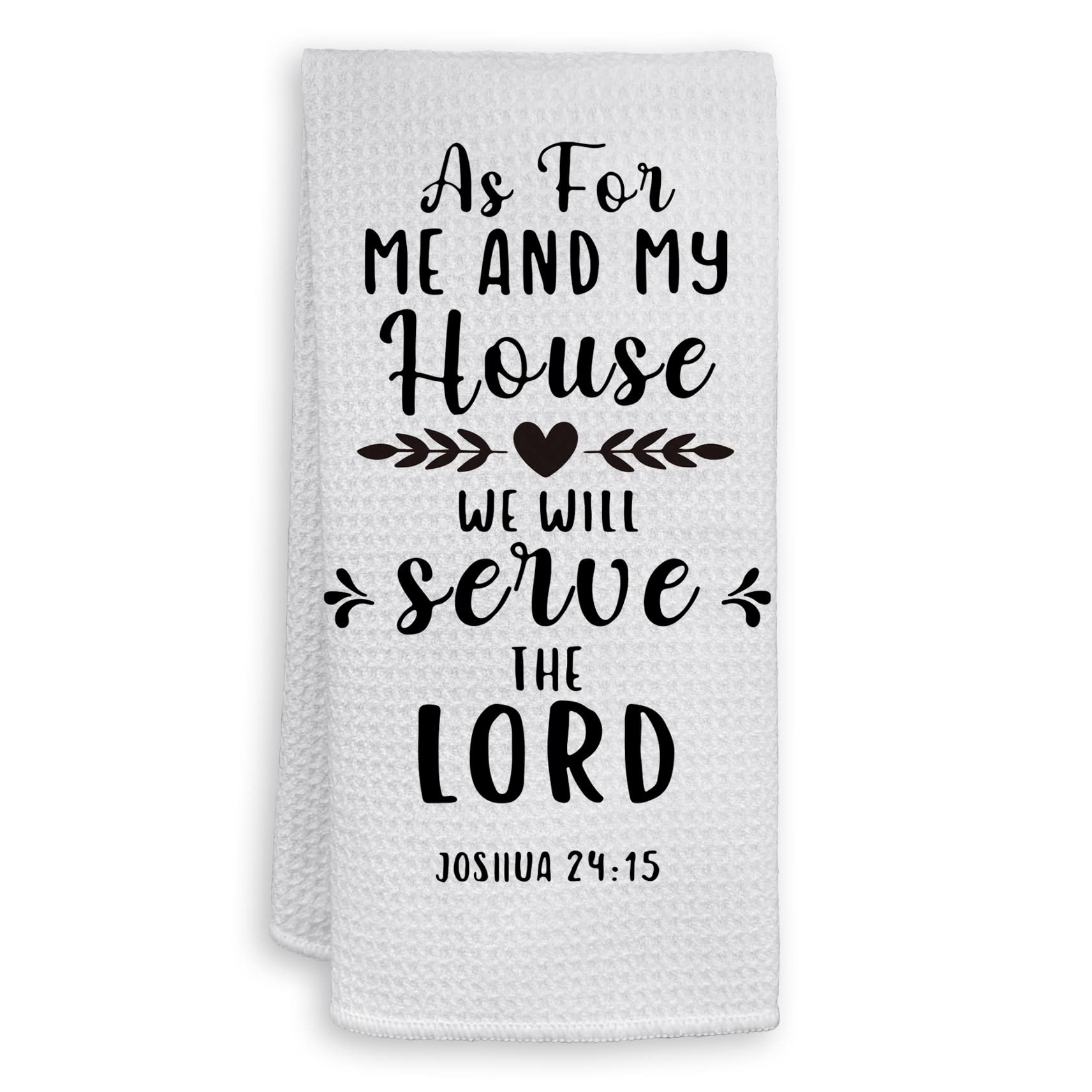 HIWX As for Me and My House We Will Serve Christian Decorative Kitchen Towels and Dish Towels, Joshua 24:15 Religious Bible Verse Hand Towels Tea Towel for Bathroom Kitchen Decor 16×24 Inches