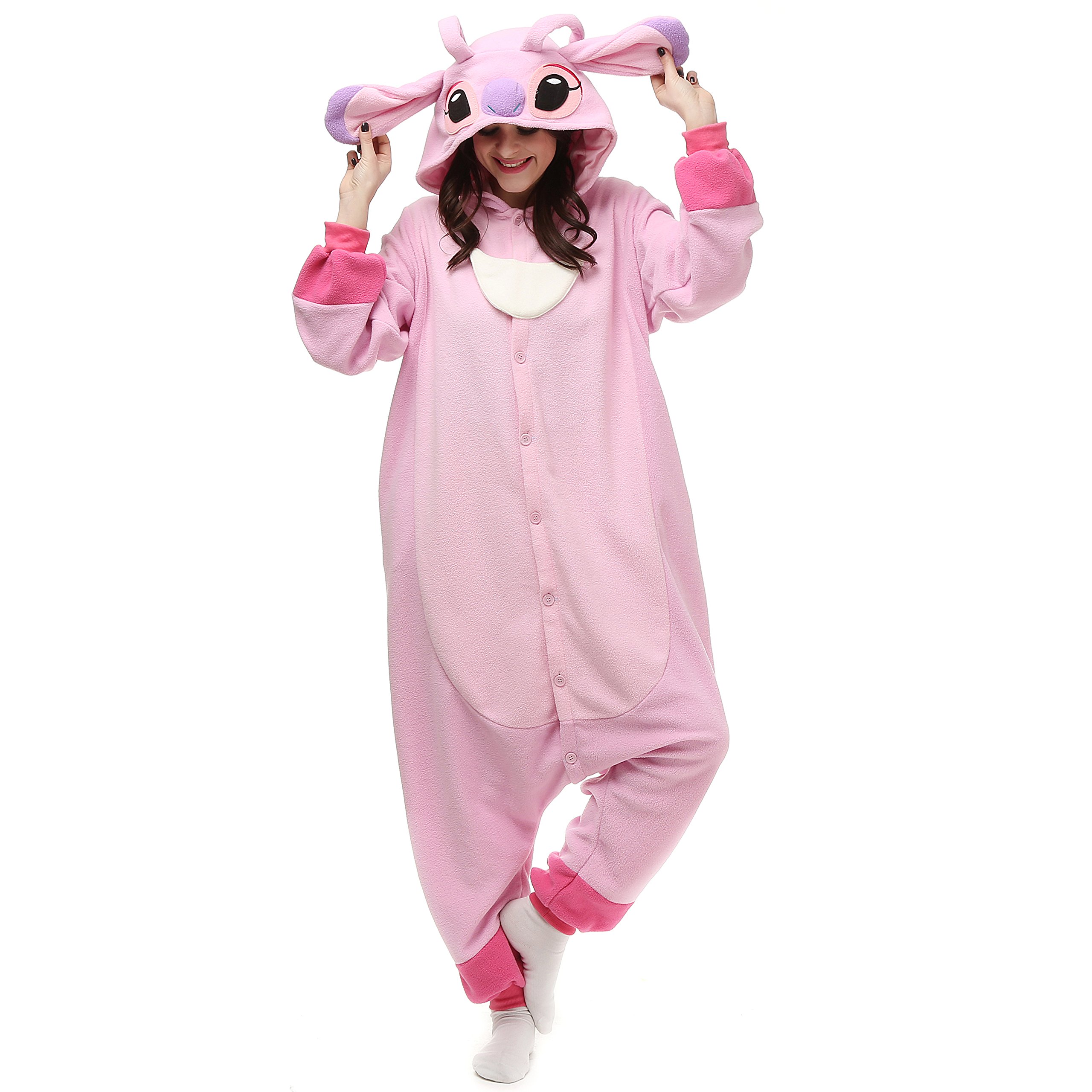 Etoson Stitch Onesie Cosplay Halloween Costume Unisex Animal Pajama,Stitch-pink,L