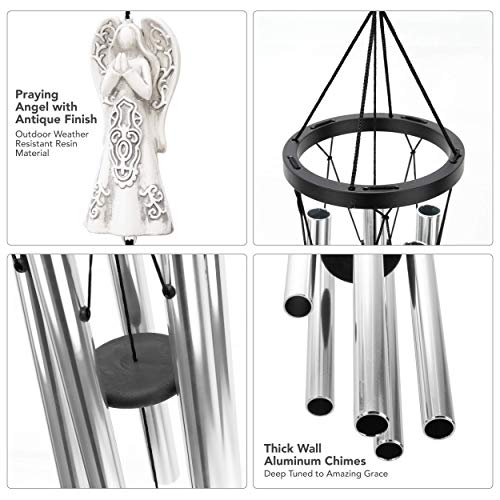 Memorial Wind Chimes with Celtic Angel & Heart - Goodbyes are Not Forever - Sympathy Gift for Loss of a Loved One