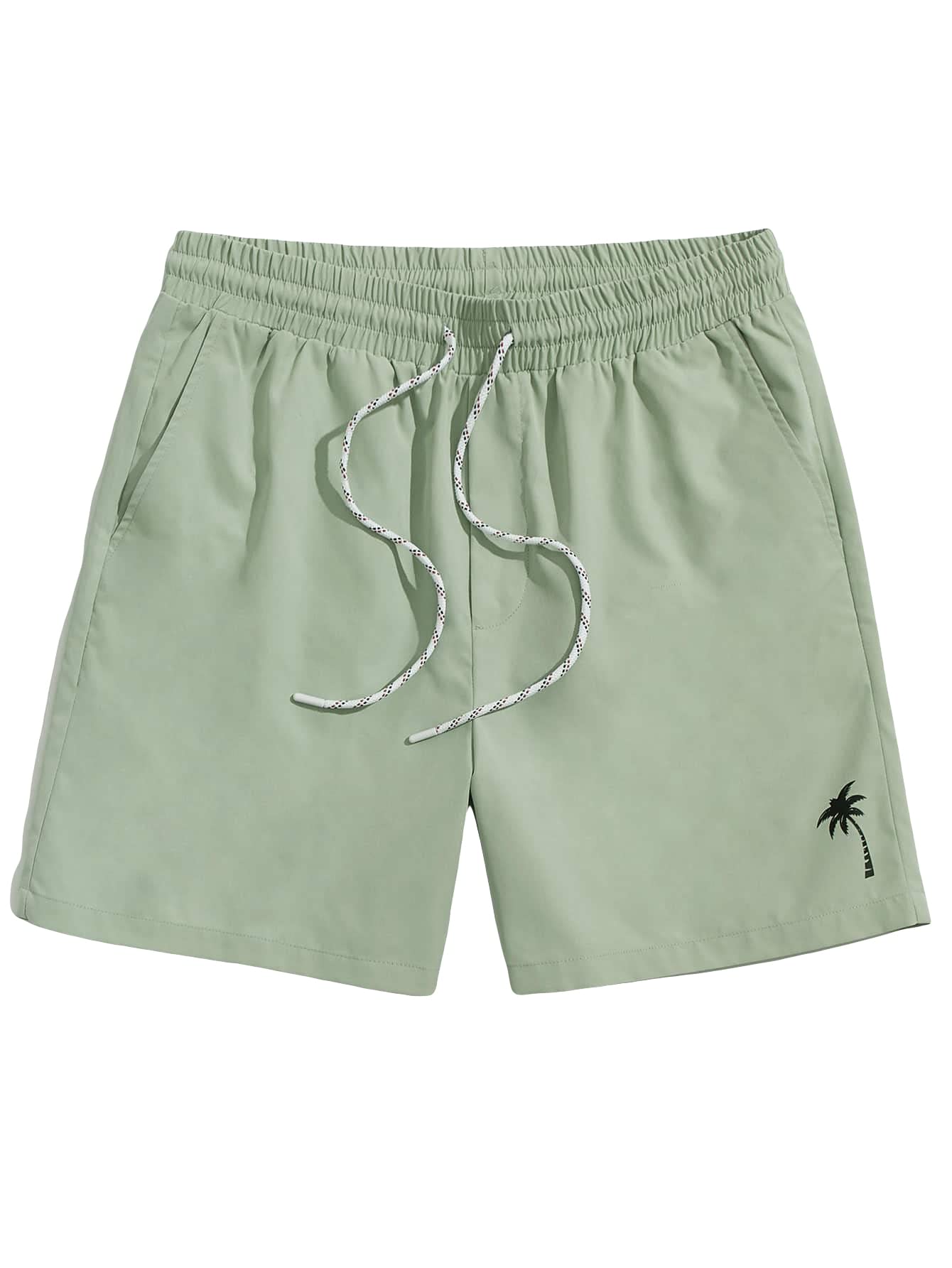 GORGLITTER Men's Letter Graphic Track Shorts Drawstring Waist Summer Workout Shorts Mint Green A Small