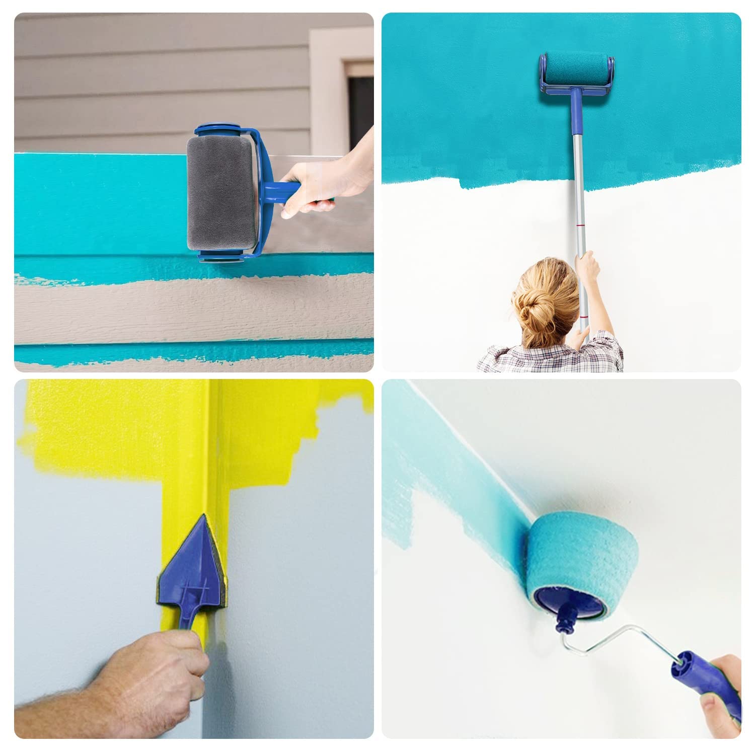 TOURACE® 9Pcs/set Paint Roller Set with Sticks Paint Roller Pro Transform Your Room in Just Minutes Quickly Decorate Runner Tool Painting Brush Set.