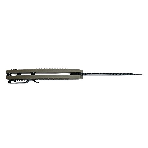 Kershaw Faultine Pocketknife (8760); 3-Inch 8Cr13MoV Blade with KVT Manual Open, Black Oxide Coating and Rubber Overmold, Olive Handle, Pocketclip