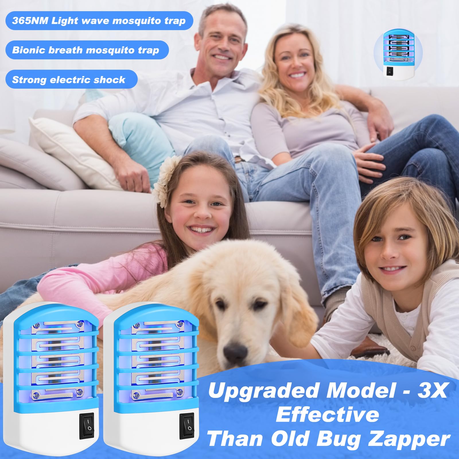 Qualirey Bug Zapper Indoor Plug in Mosquito Indoor Insect Electric Mosquito Fly Zapper Electronic Mosquito with LED Light for Home Kitchen Bedroom Baby Office (4 Pcs)