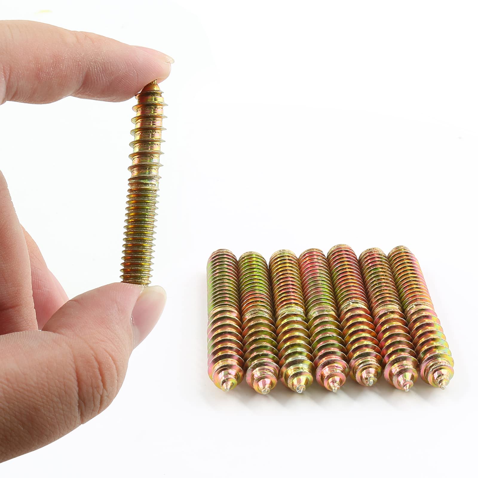 Waziaqoc 8 PCS Hanger Bolts 1/4 x 1-1/2 Inch Double Headed Bolt Self-Tapping Bolts Wood Joint Screw for Furniture