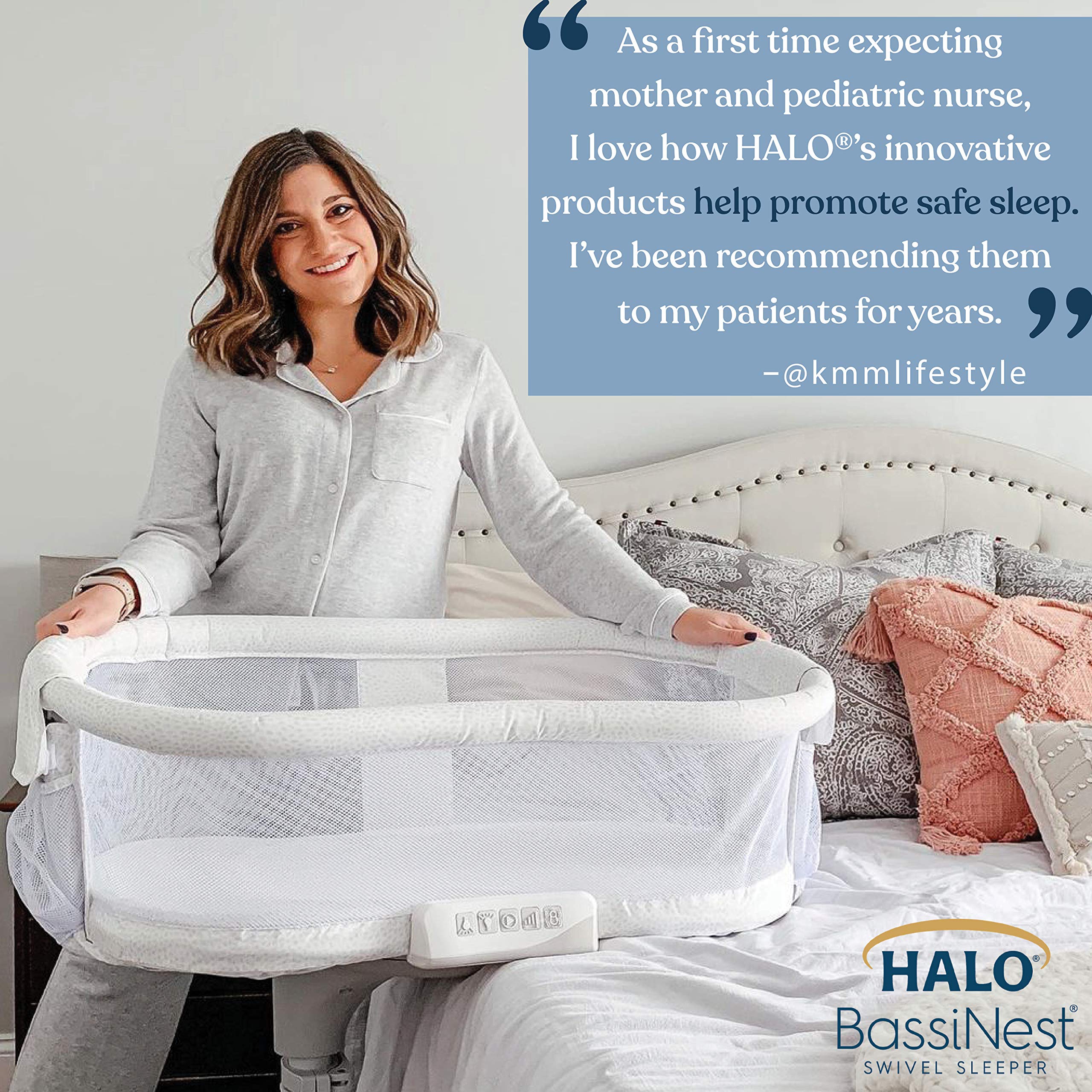 HALO BassiNest Swivel Sleeper, Baby Bassinet, Essentia Series, Morning Mist (Retired)