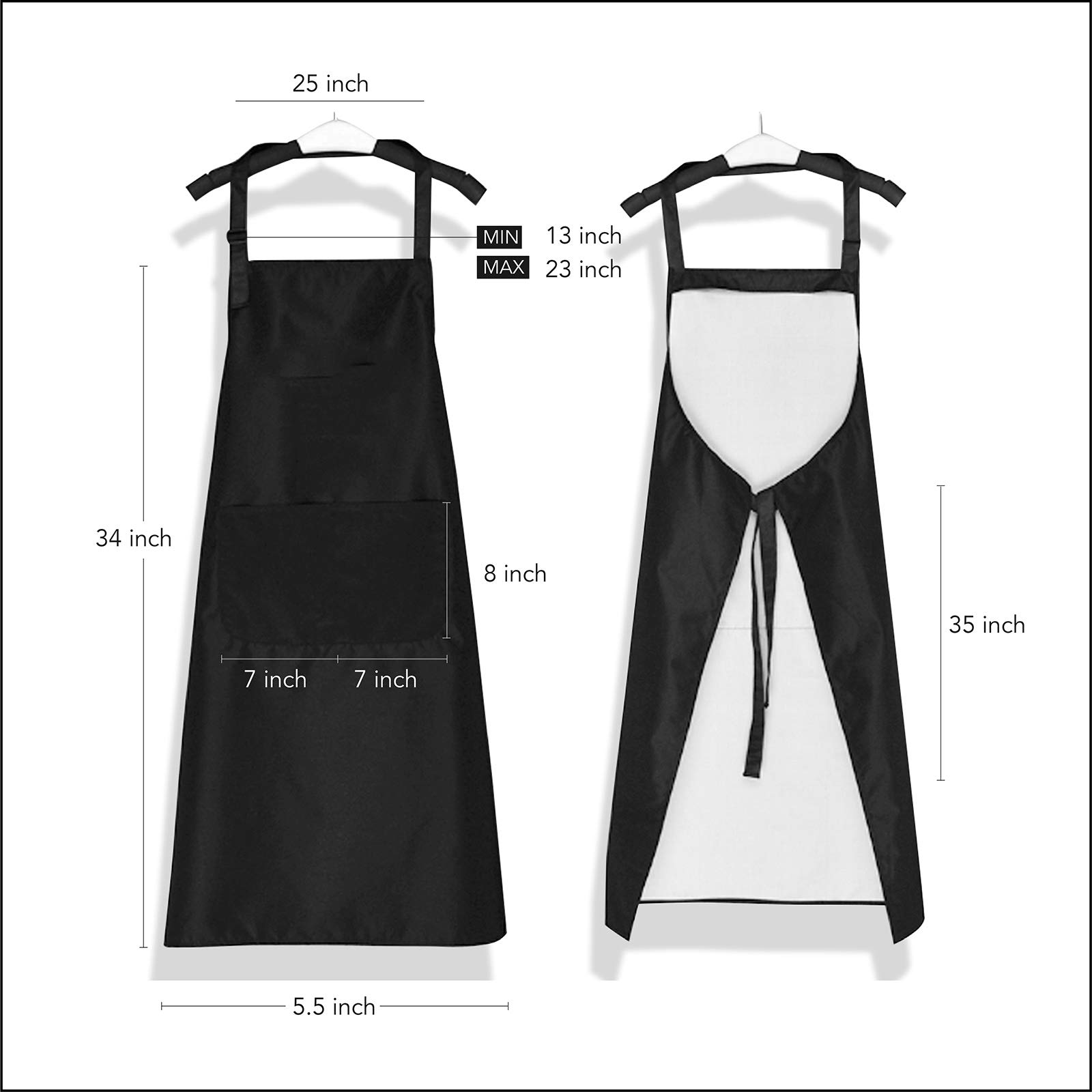 Ihopes Funny Black BBQ Apron for Men,Grill Sergeant Apron with 2 Pockets and Adjustable Neck Strap,Perfect Gifts for Birthday/Christmas/Thanksgiving, Large