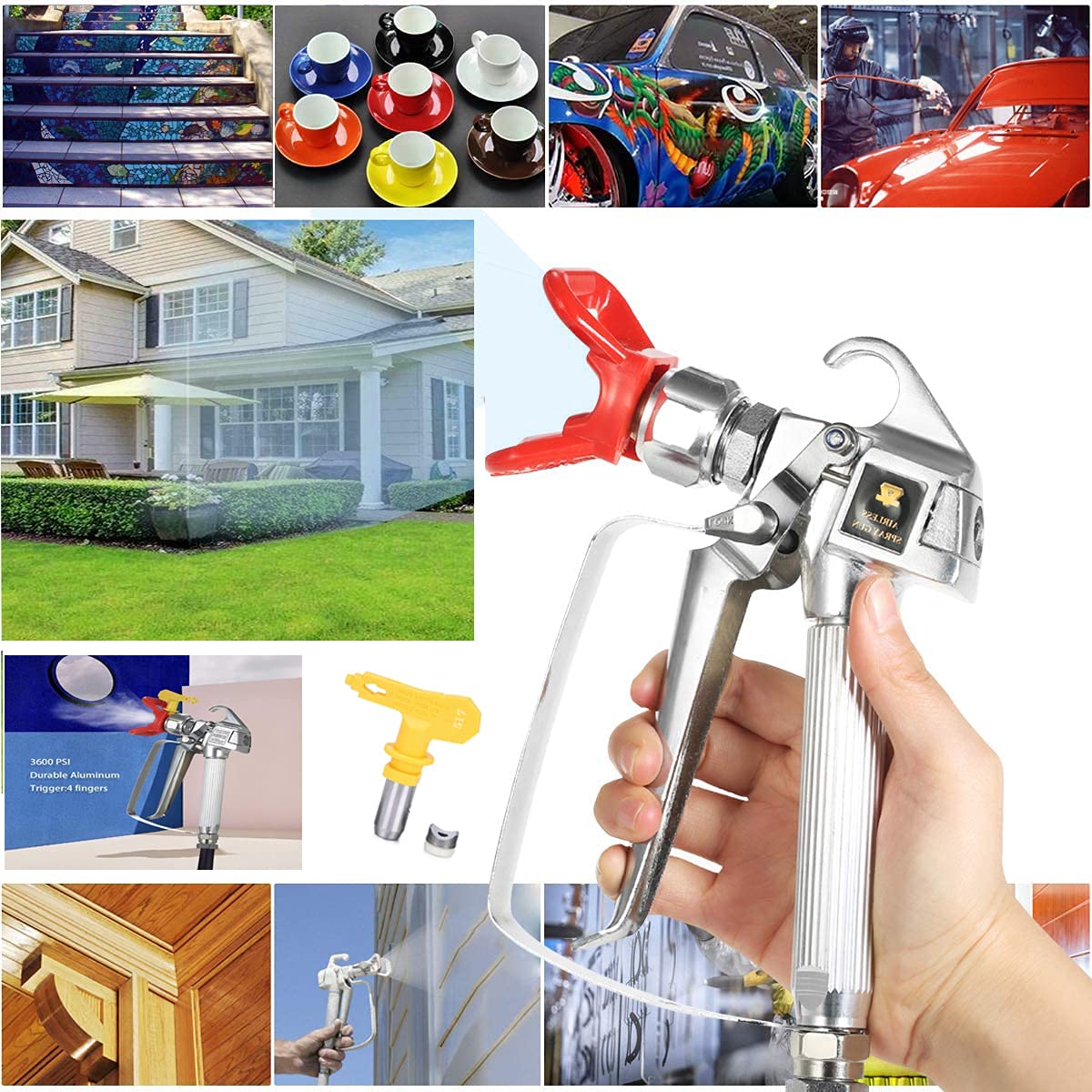 Tpaitlss Airless Paint Spray Gun,Airless Spray Gun with 517 Tip Fit Most airless Paint Sprayer