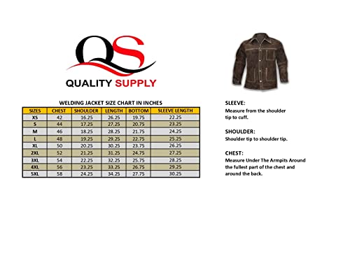 Leather Welding Work Jacket | Flame-Resistant Heavy Duty Split Cowhide Leather Jacket | Welder Coat for Men & Women (as1, alpha, s, regular, regular, Brown)