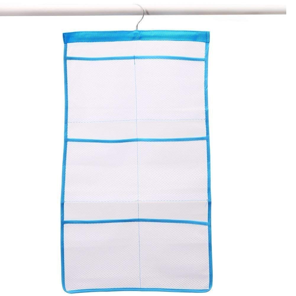 Phying Mesh Bath Organizers for Shower with Hook, Quick Dry Hanging Shower Caddy College, Bath Storage with 6 Pockets for College Dorm Rooms, Bathroom