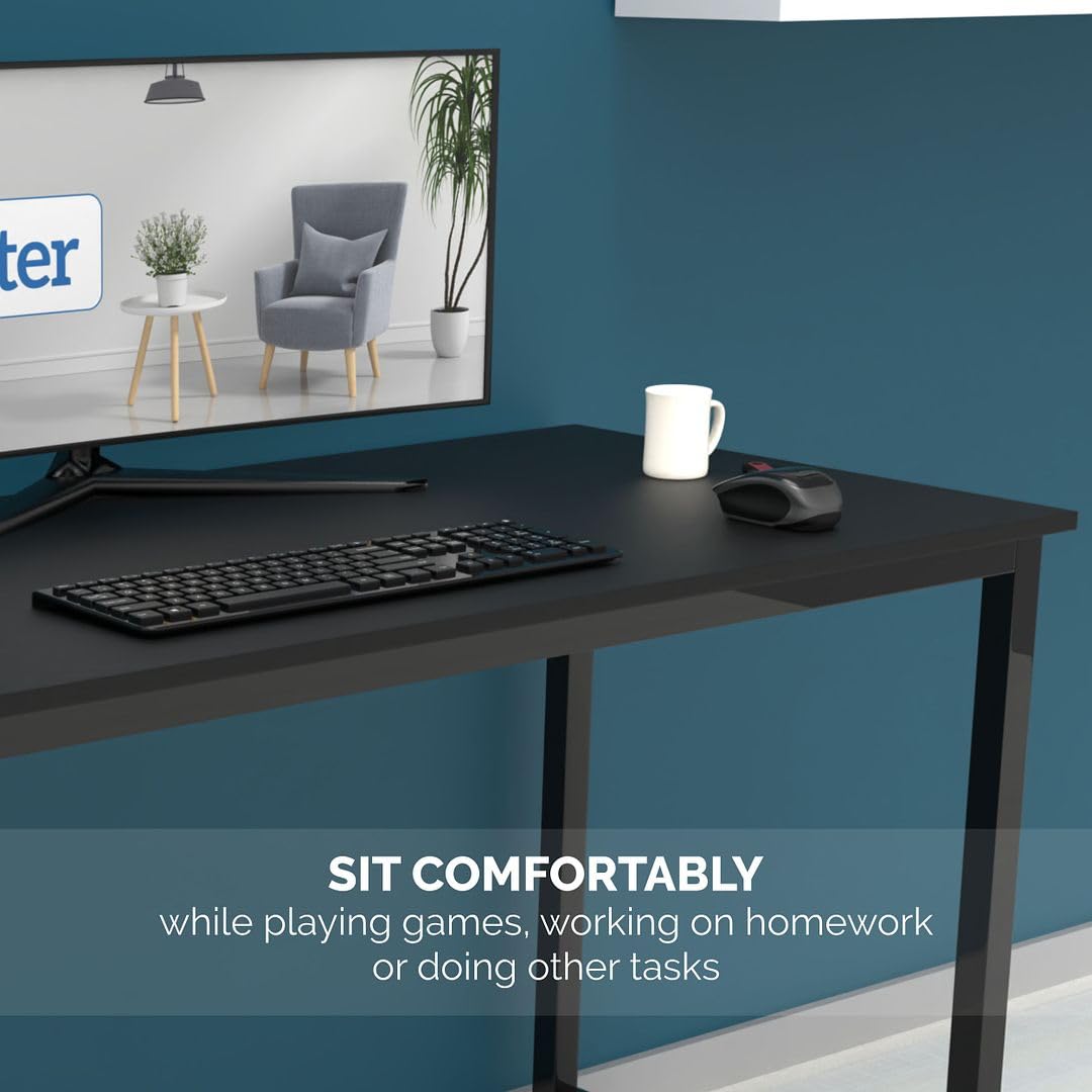 Halter Computer Desk for Home Office 47β Work Table Easy Assembly Cherry Desk Black Frame