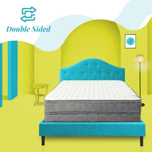 Nutan 11-inch Firm Eurotop Foam Mattress with Box Spring, Double Sided Mattresses with Encased Bed Foams, Fully Assembled Bedding with Black Border and White Top, Queen