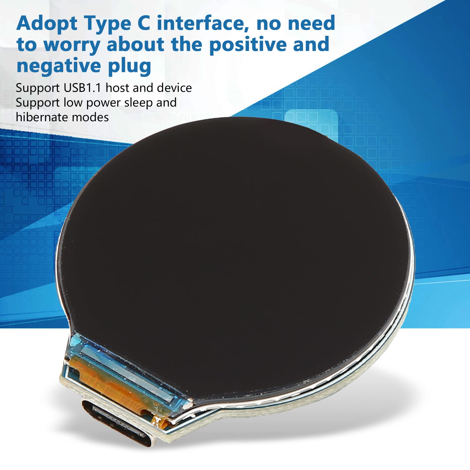 Microcontroller Development Board, RP2040 Microcontroller Development Board with 1.28 Inch Circular LCD Screen,Type C Interface,Support C C,Etc