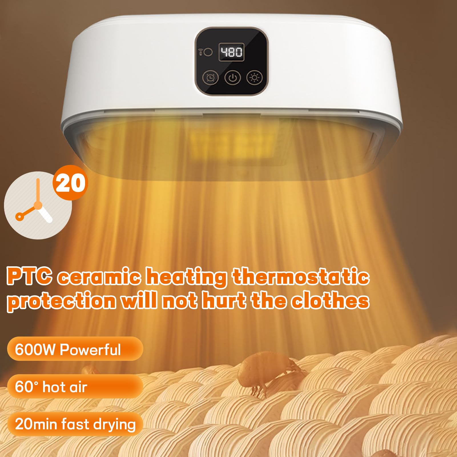 Portable Clothes Dryer, Electric Laundry Dryer with Remote Control, Foldable Mini Drying Machine With Dryer Bag for Apartment, RV, Travel, Home for Light Clothes, Underwear, Baby Clothes
