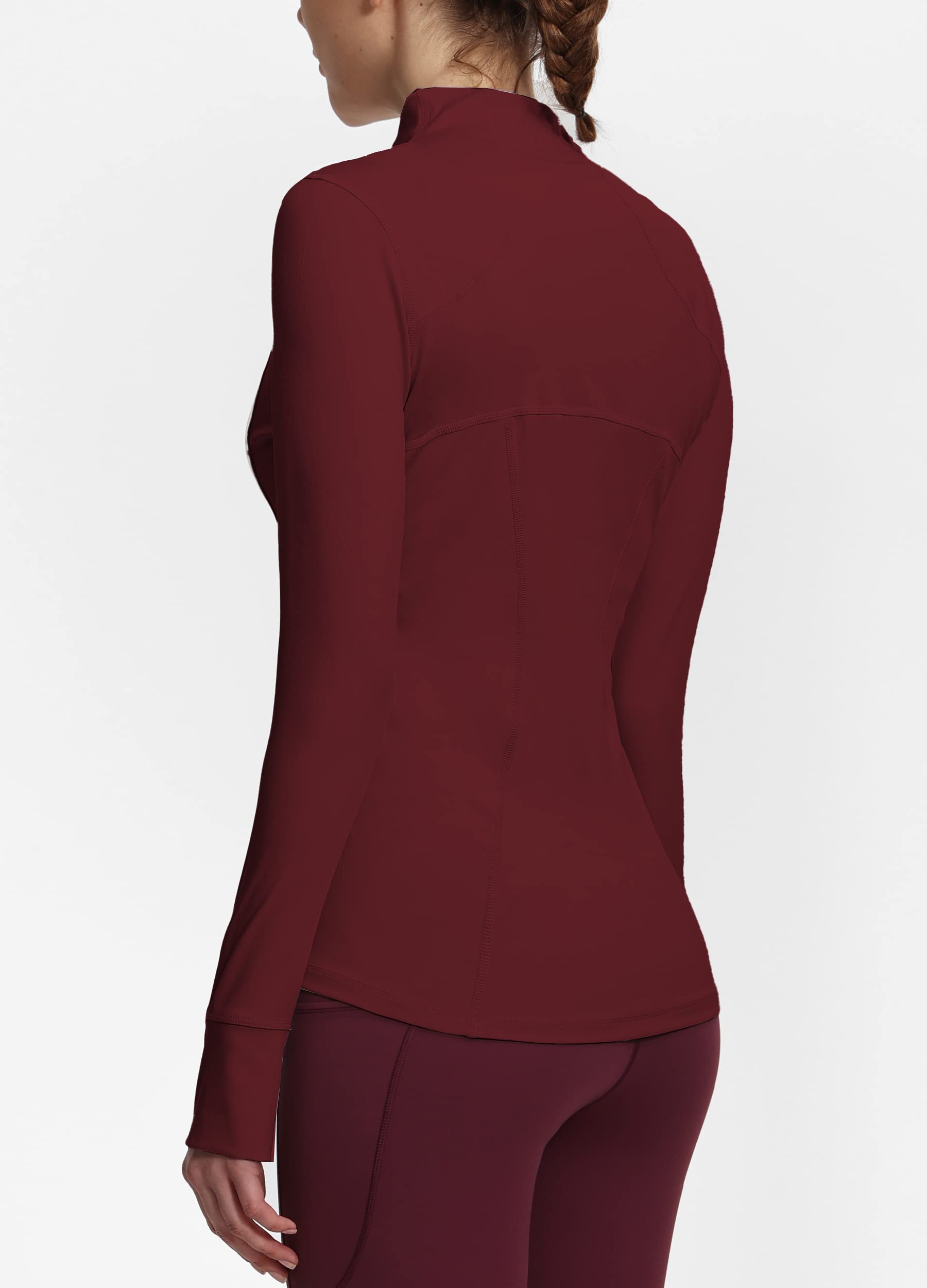 Hiverlay Workout Deep Half Zip Pullover Shirts for Women Long Sleeve Athletic Define Track Jacket with Thumbholes Lightweight Running Wine s