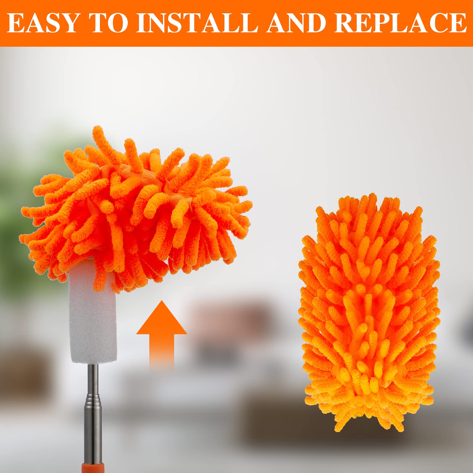 Microfiber Duster Refills Dusters Surface Refills Washable Duster Replacements Head for Sweeper Household Cleaning Dusting Furniture, 6 x 4 Inches (Handle is Not Included) (Orange, 10 Pcs)